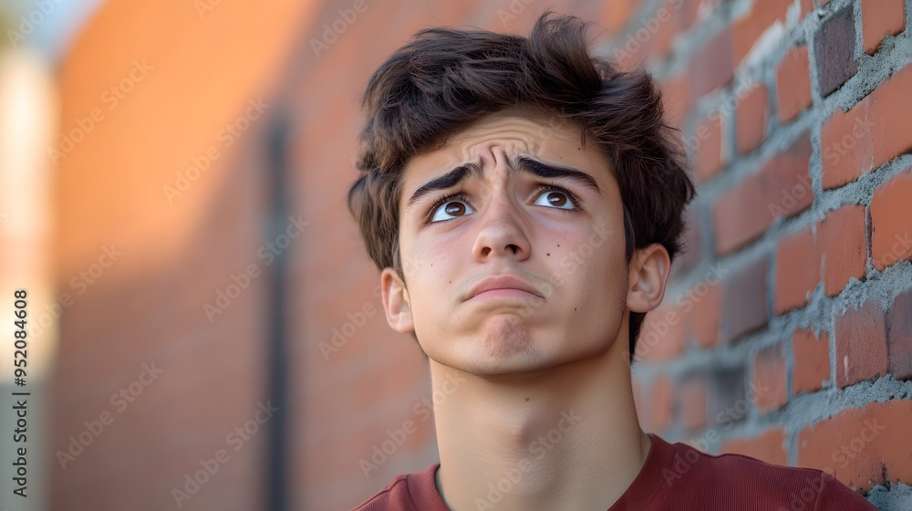 102. A teenager expressing confusion with a furrowed brow and ...