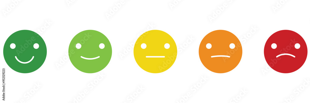Rating emoji set with stars in stroke style for customer feedback and ...