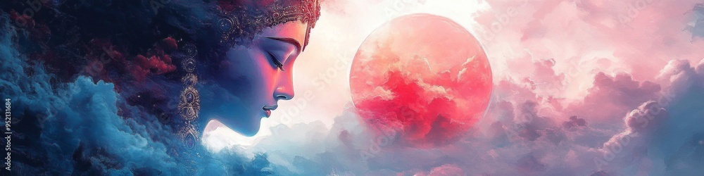 Surreal Watercolor Abstract: Cultural Fusion of Hindu Spirituality and ...