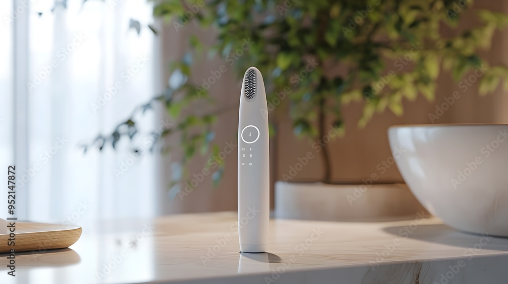 Photograph of a sleek and innovative smart skincare applicator with a ...