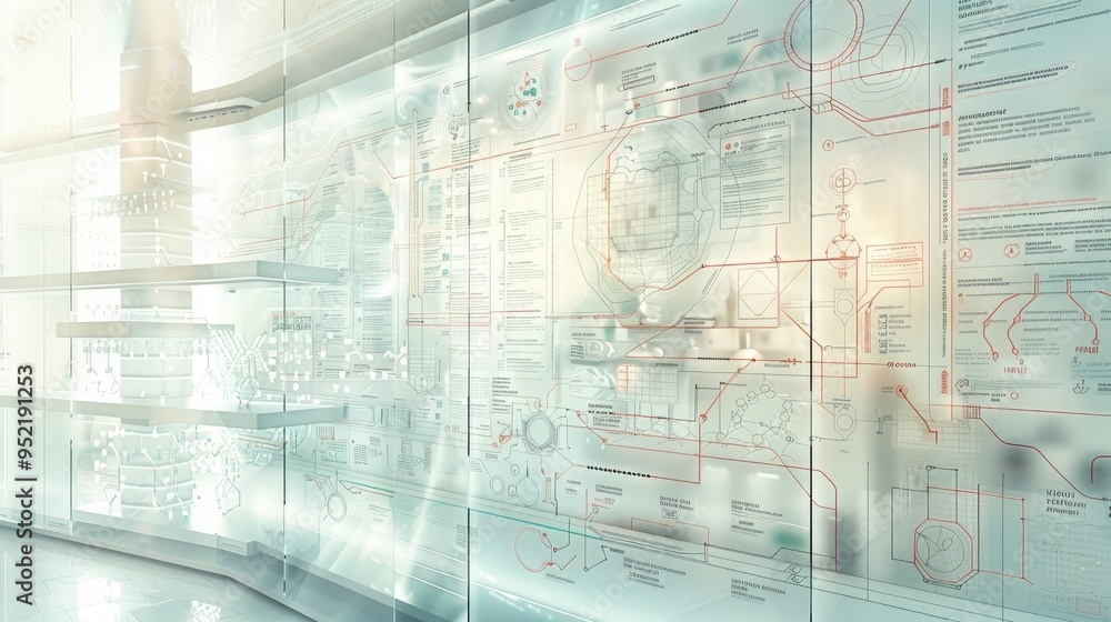 Biotech Researcher's Wall: Featuring genetic diagrams, lab equipment ...