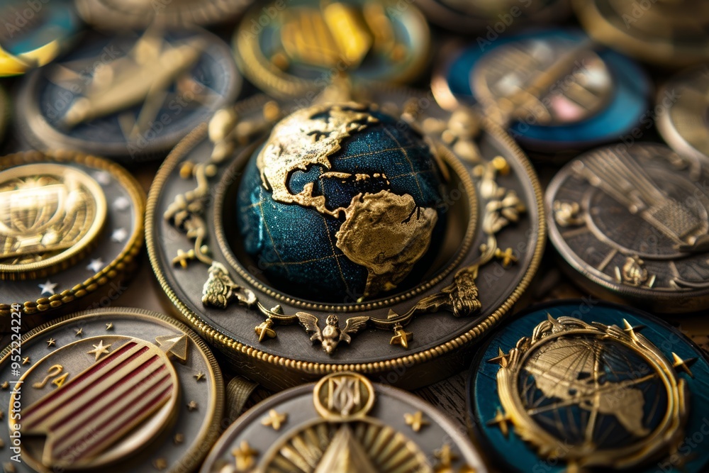 International Recognition Awards Concept Featuring Globe Surrounded by ...
