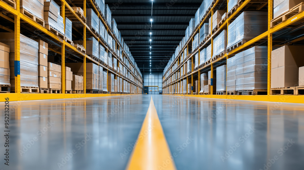 A modern warehouse featuring flexible storage solutions, with movable ...