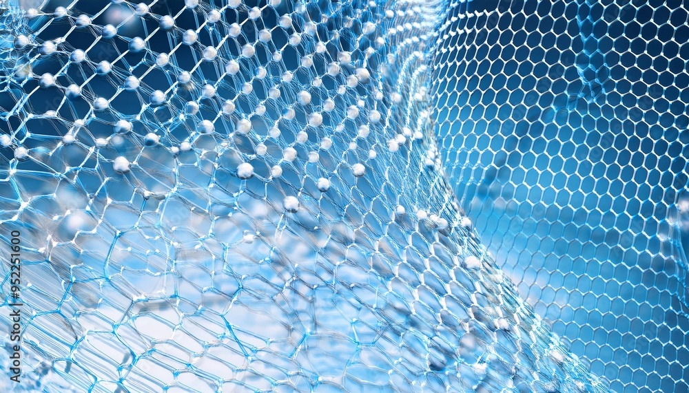 azure matrix abstract graphene mesh in white and blue generative ai ...