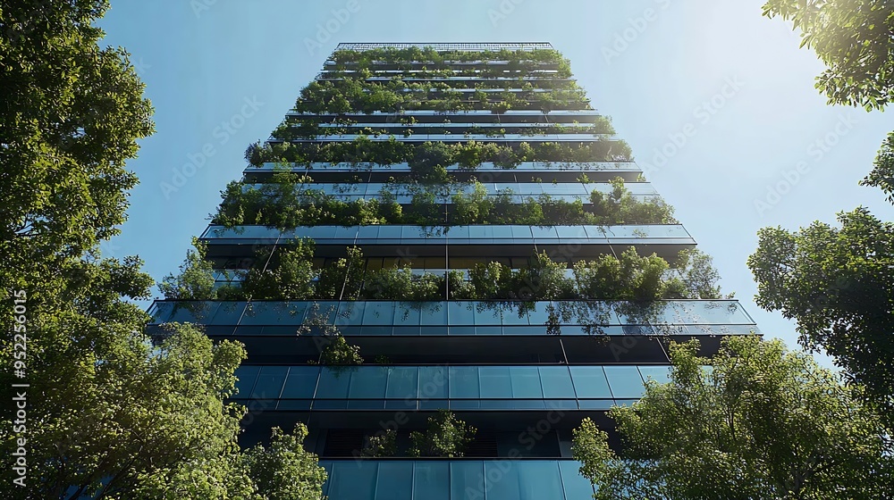 Ecofriendly building in modern city Sustainable glass office building ...