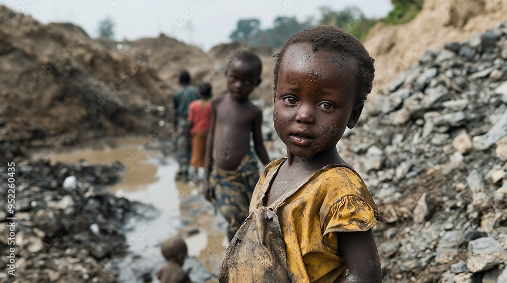 Children working in a cobalt mine, highlighting child labor and unsafe ...