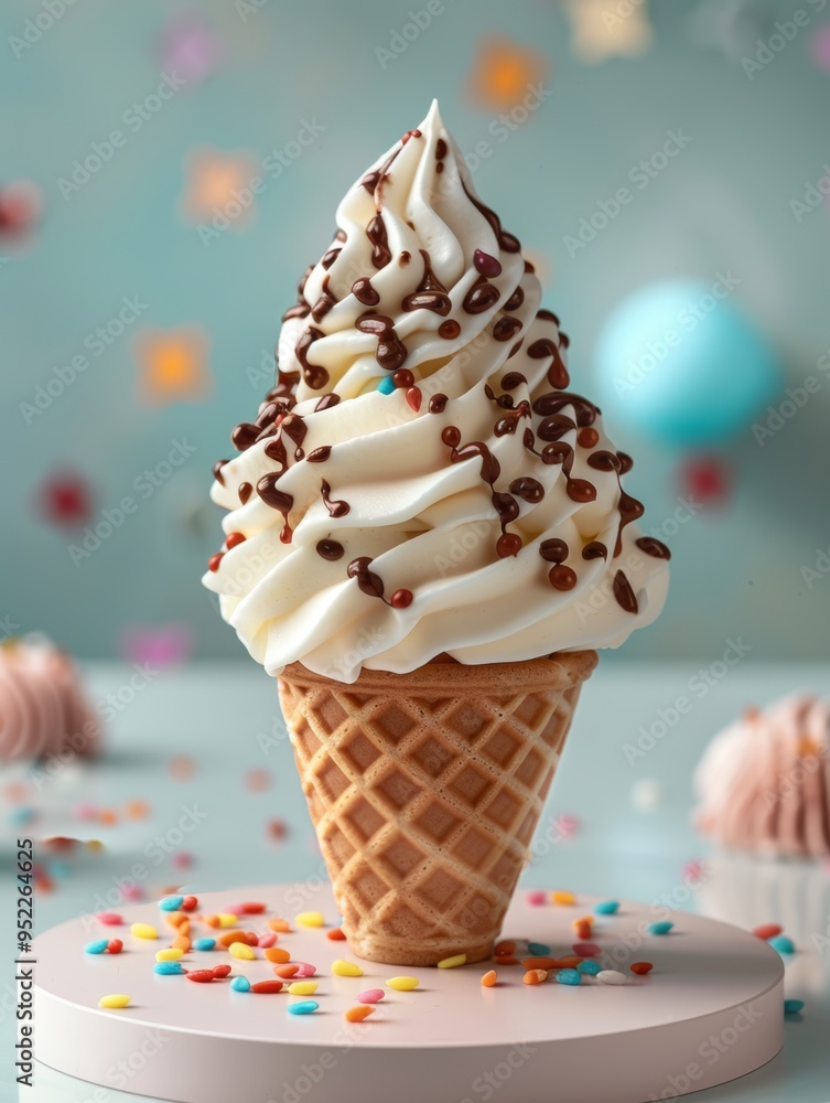 fashion editorial photoshoot of a single ice cream, a vanilla ice cream ...