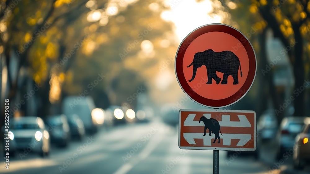 Traffic sign warns about wild animals crossing the roadroad warning ...