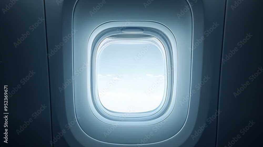 Airplane window Inside Passenger plane looking through a big jet ...