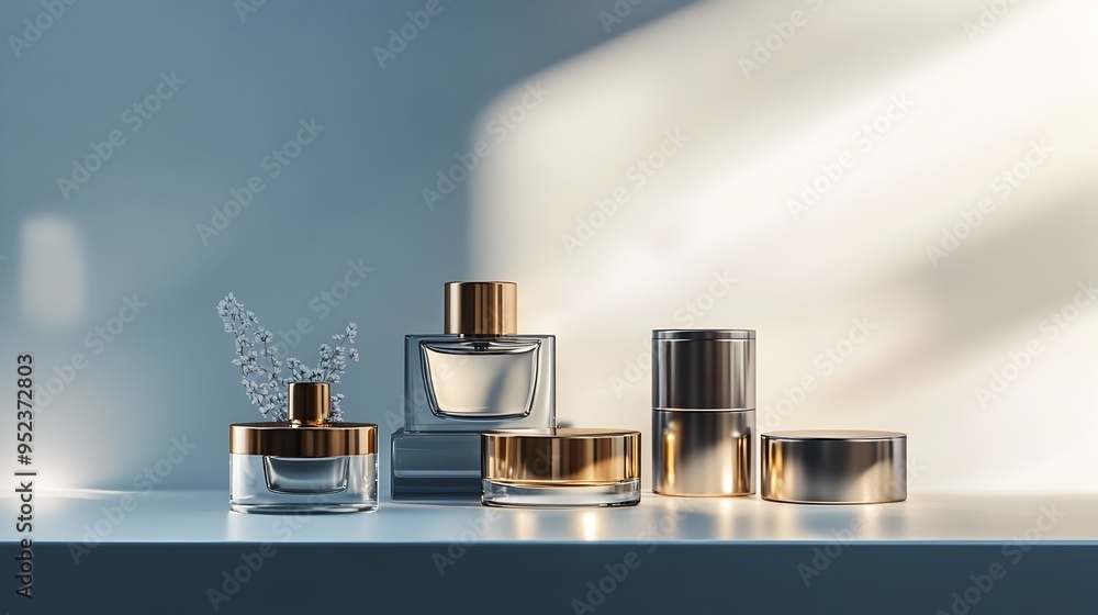 Elegant Arrangement of Luxury Cosmetic Products in Soft Lighting and ...