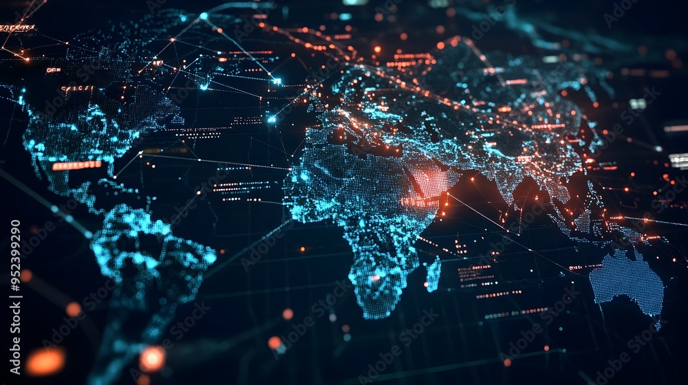 Futuristic Interactive Map of Global E commerce Activity and ...