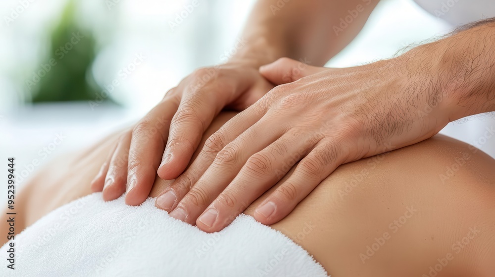 Physiotherapist applying myofascial release to clear muscle waste ...