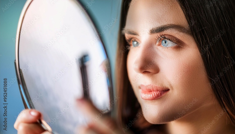 Person looking at themselves in a mirror, representing self reflection ...