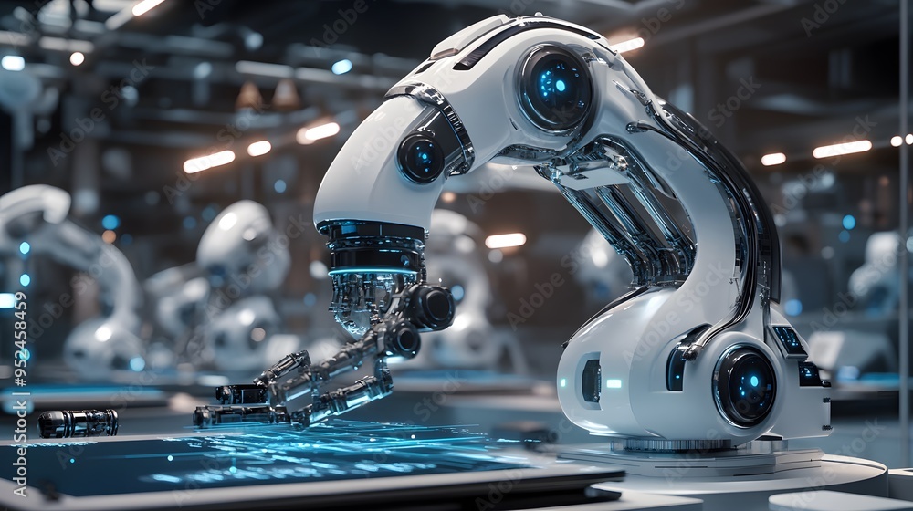 Robot design lab of the future with holographic displays and complex ...