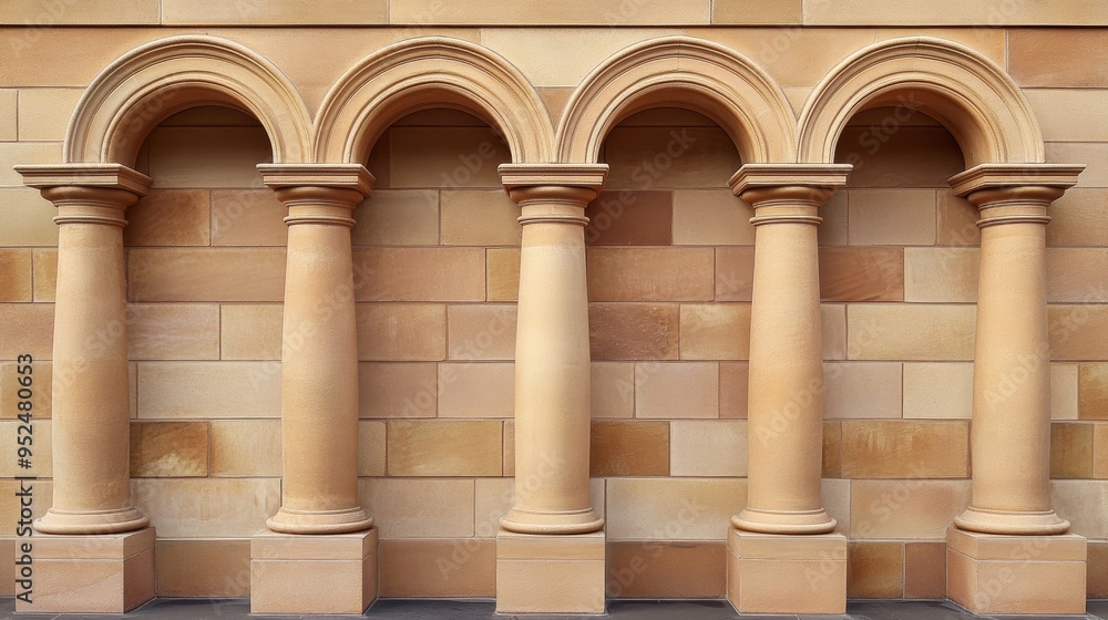 A classic Romanesque architectural detail featuring a repeating pattern ...
