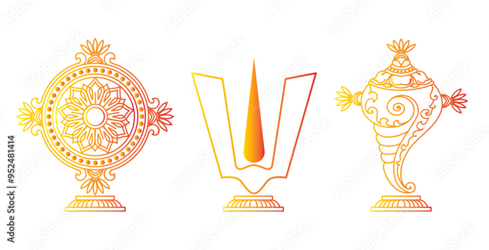 lord vishnu Tirupati Balaji shanku chakra nama line art vector Stock Vector | Adobe Stock