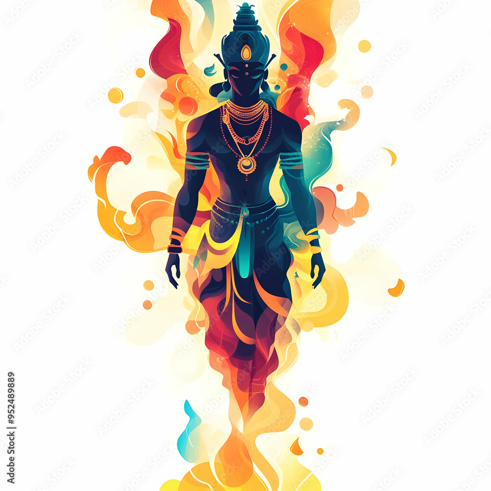 Flat Glowing Abstract Ravana Defeat concept as A dynamic glowing ...