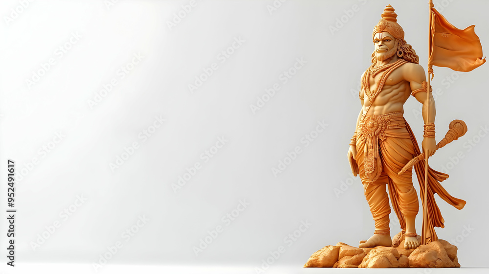 3D Hanumans Flag and Mace Frame concept as Horizontal frame with ...