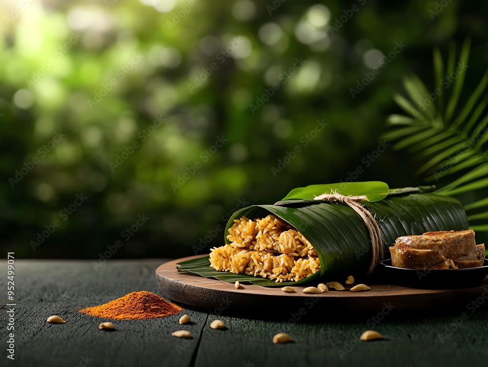 Ecofriendly packaging for Malaysian nasi lemak, wrapped in banana ...