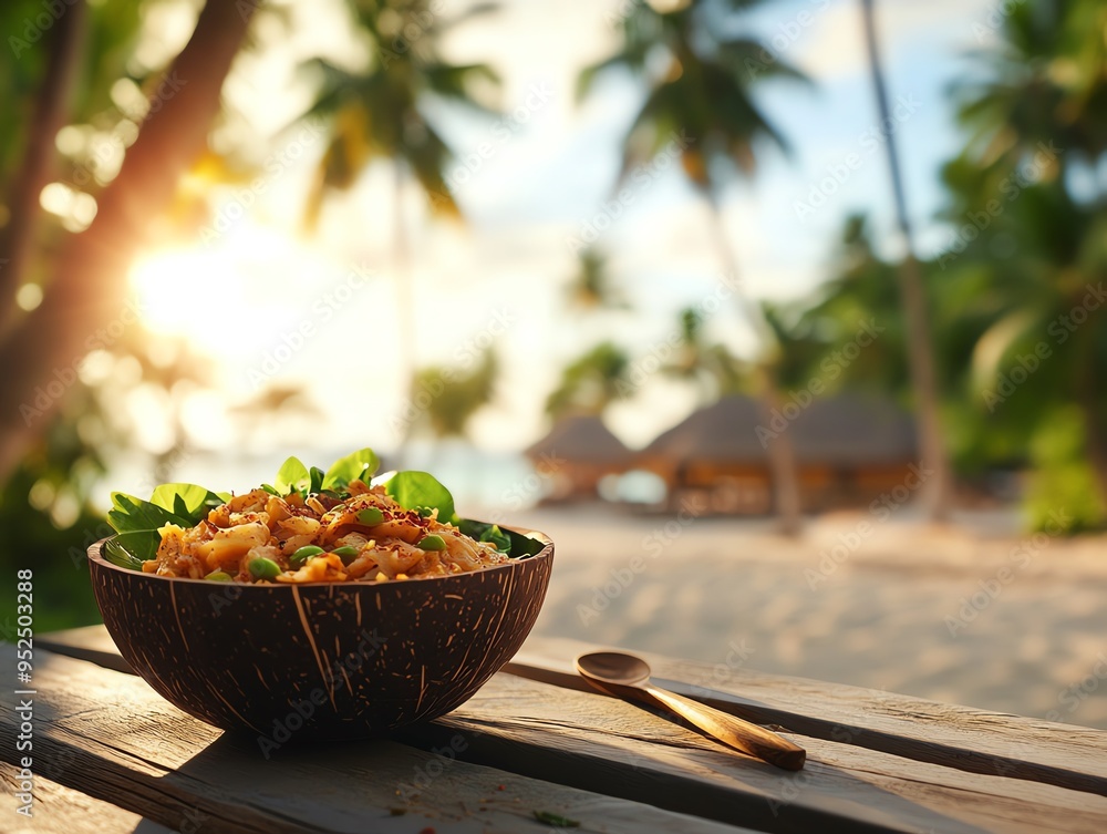 Sustainable seafood Belizean sere, a coconut fish soup, served in a ...