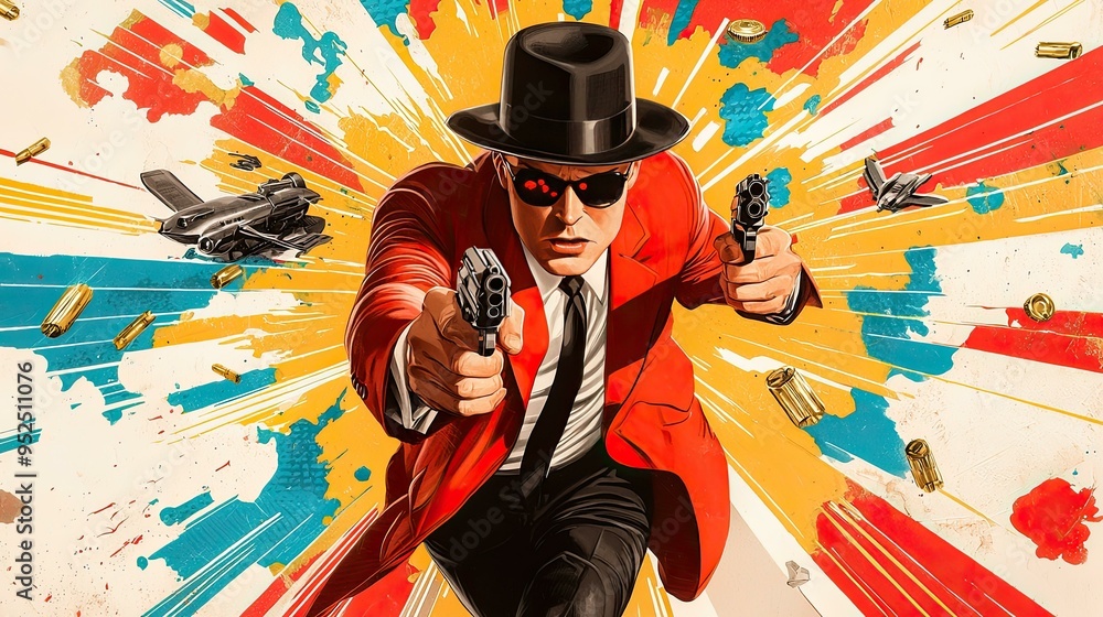 A retro-inspired spy comic book cover showcasing a courageous hero ...