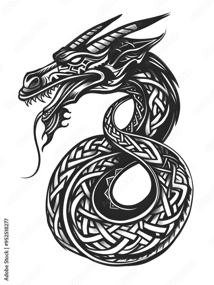 Loch Ness head very simple traditional tattoo flash styles illustration ...