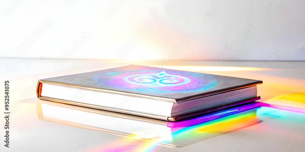 Flat Holographic book with Labh Pancham symbol and copy space concept ...