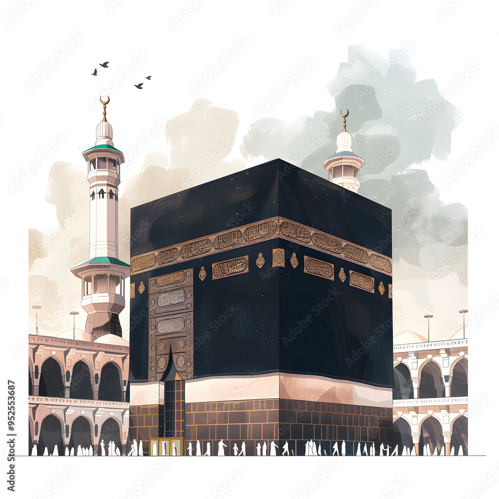 illustration of kaaba Mecca Saudi Arabia, holy mosque, hajj, Eid Adha ...