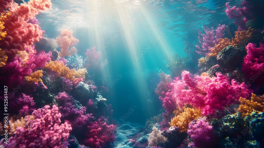 Colorful underwater world filled with mermaids coral gardens and ...