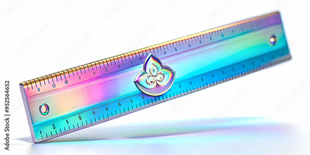 3D Holographic ruler with Labh Pancham symbol and copy space concept as ...