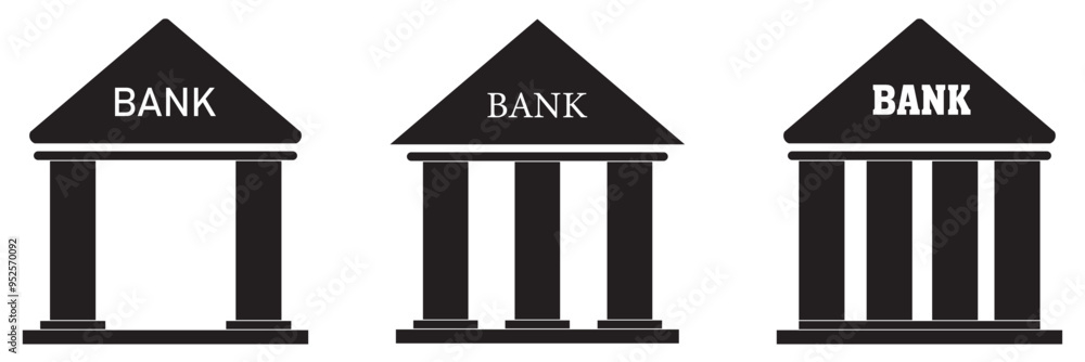 Bank icon set. Suitable for website design, logo, app, template, and ui ...