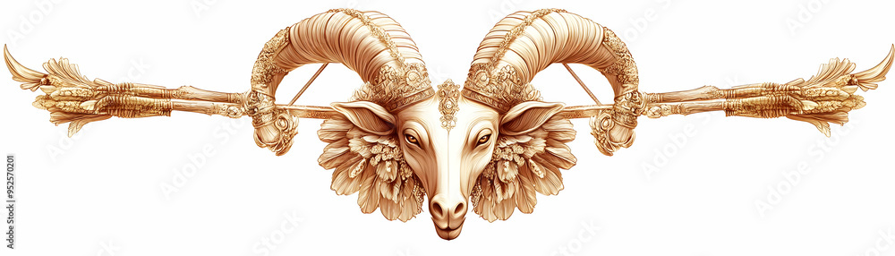 Rams Bow and War Conch concept as Vector illustration of Rams bow ...