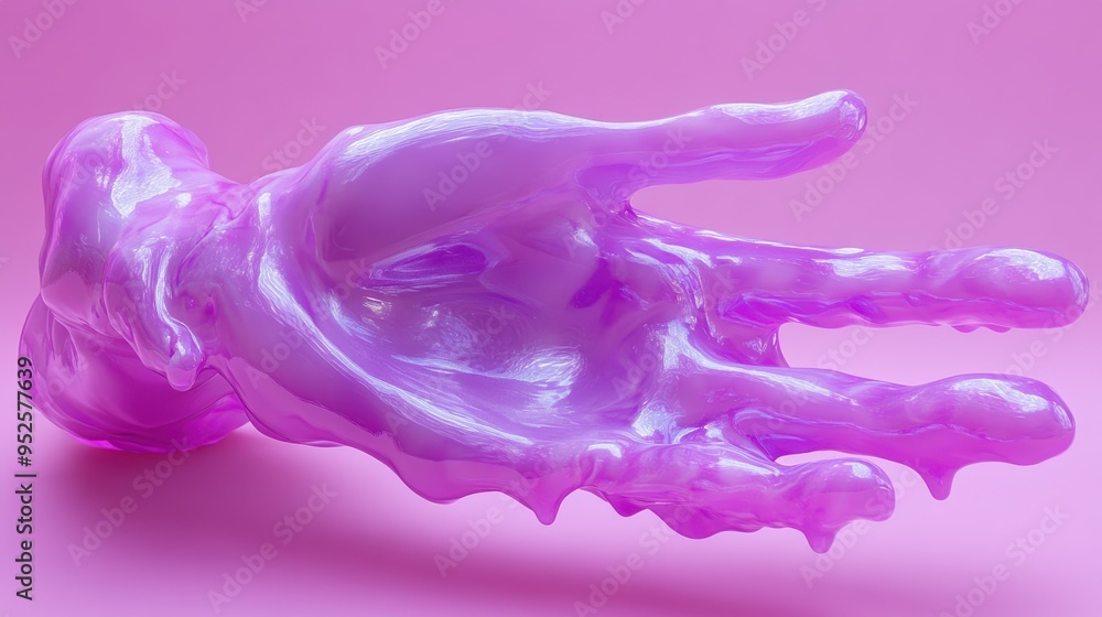 3D render of an abstract cartoon character with a flexible boneless ...