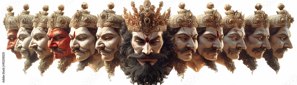 Ravanas Ten Heads and Crown concept as Vector illustration of Ravanas ...