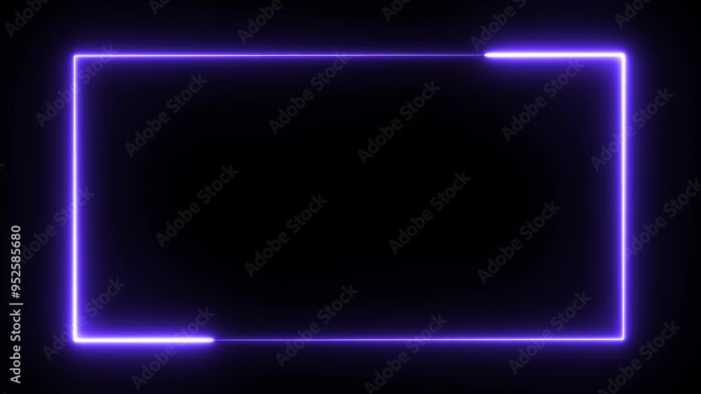 neon border frame, blue glowing border, rectangle, square, frame, black ...