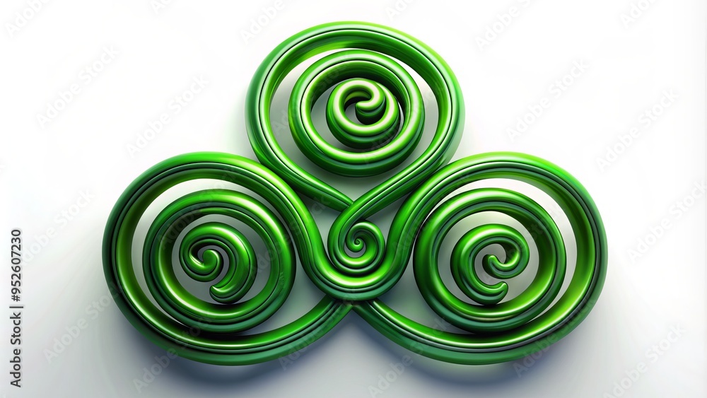 Vibrant green 3D illustration of the Celtic Triskele symbol, also known ...