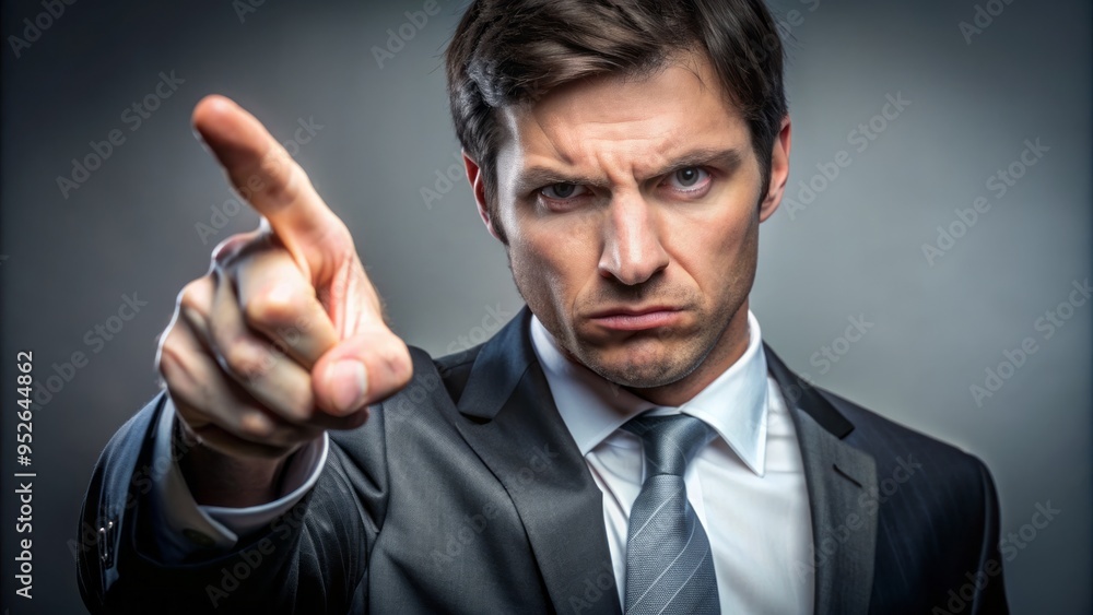 A scolding index finger points upward in a stern gesture of disapproval ...