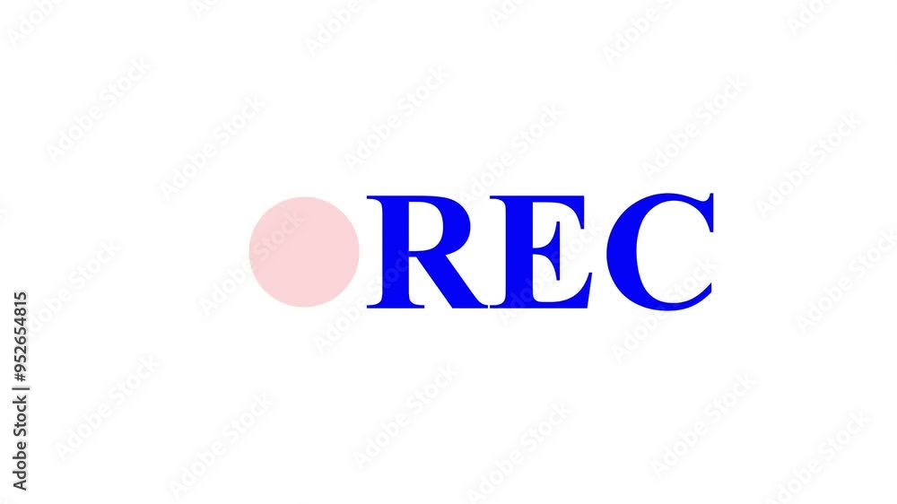 Inscription REC and blinking red circle dot isolated on transparent ...