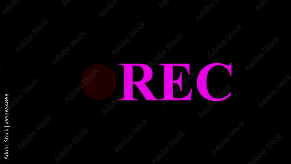 Inscription REC and blinking red circle dot isolated on transparent ...