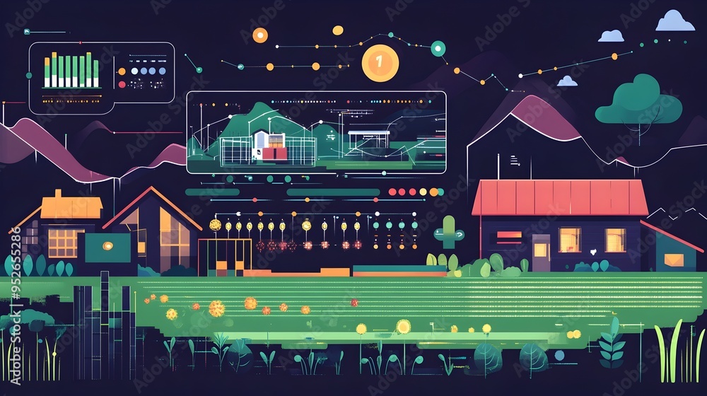 A sleek and intuitive smart farm management dashboard displaying real ...