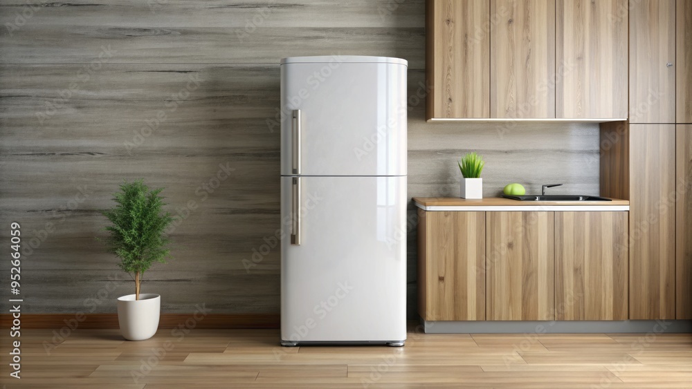 Compact single-door refrigerator with a sleek white exterior and silver ...