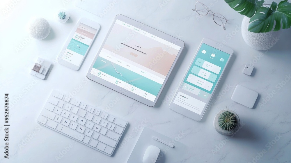 Minimalist UI design with flat icons and soft gradients website ...