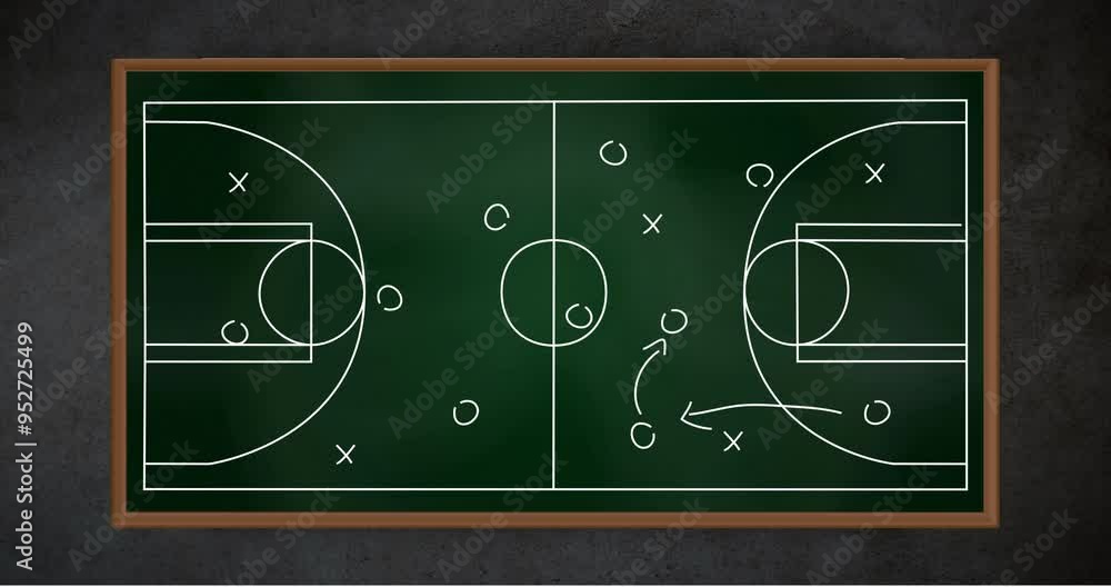 Basketball strategy diagram with player positions and movements ...