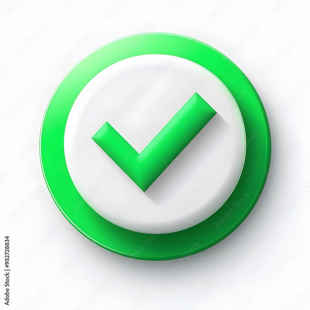 3d check icon, checklist tick, done mark. Vector realistic plastic ...