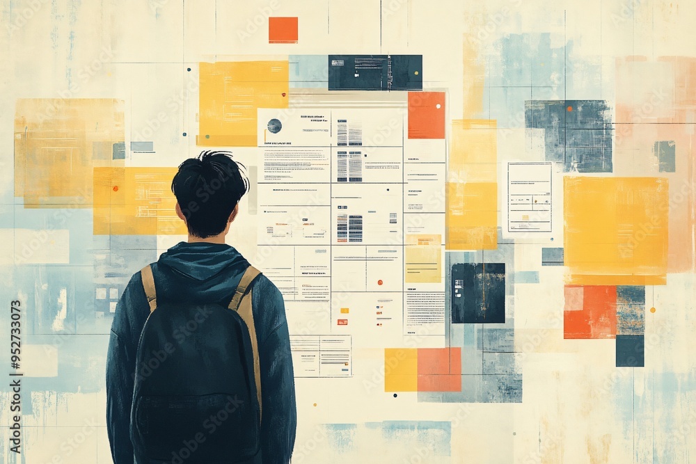 Navigating the Job Hunt Minimalist Illustration of a Job Search Journey ...