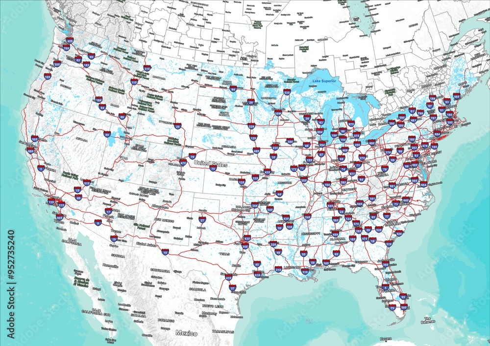 Composite labels map of United States of America USA Stock Illustration ...
