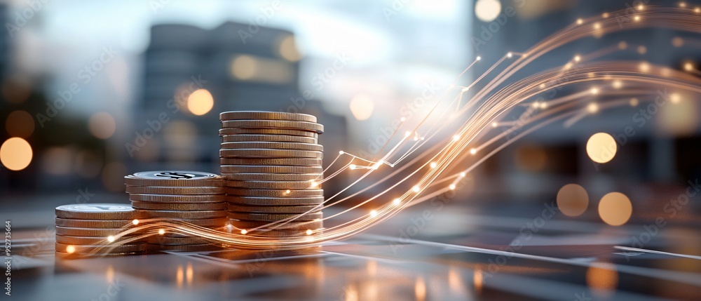 Strategic Cash Flow Management Stacked Coins and Income Arrows Towards ...