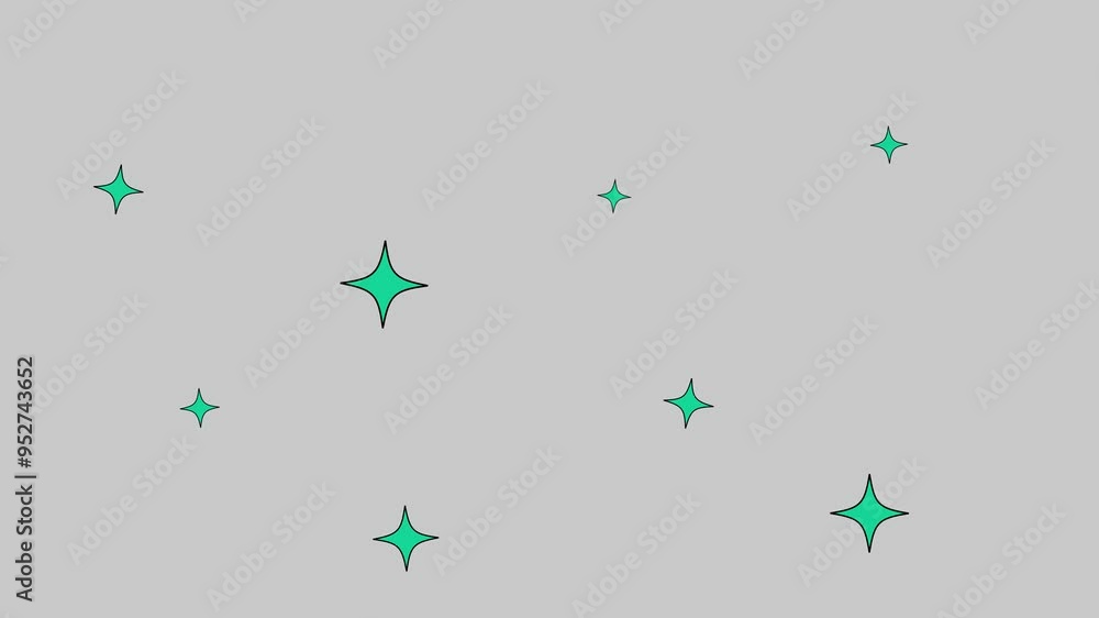 Twinkling stars rendom looping animation Alpha channel background, cartoon, flat, vector ...