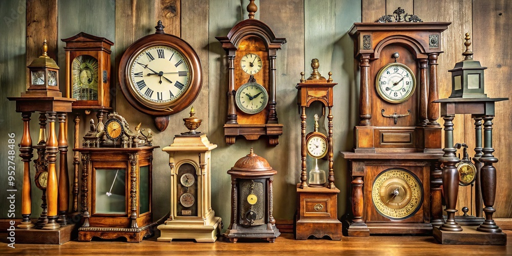 Assorted vintage and modern clocks, including grandfather, mantel ...