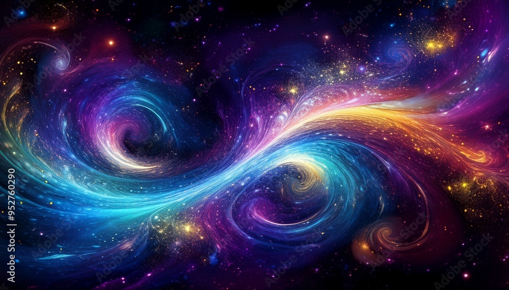 Abstract and fantastic galaxy pattern formed from swirls of stardust ...